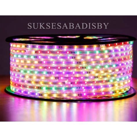Jual LAMPU STRIP SELANG LED 2835 3528 METERAN 220V OUTDOOR RGB LED STRIP WARNA WARNI WATERPROOF