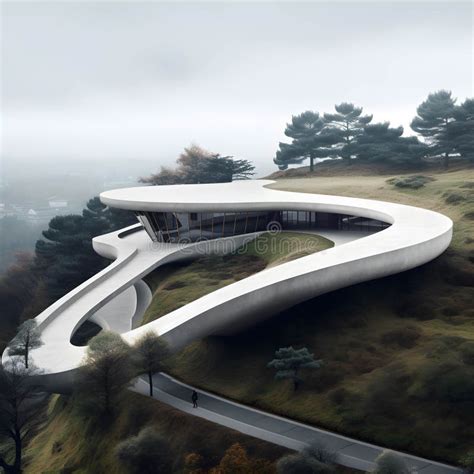 3d Render Of Abstract Futuristic Architecture With Generative Ai Stock