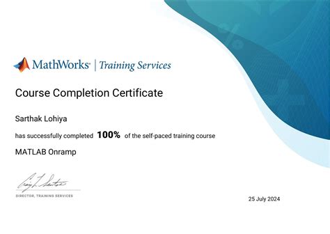 Completed Matlab Onramp Course Sarthak Lohiya Posted On The Topic