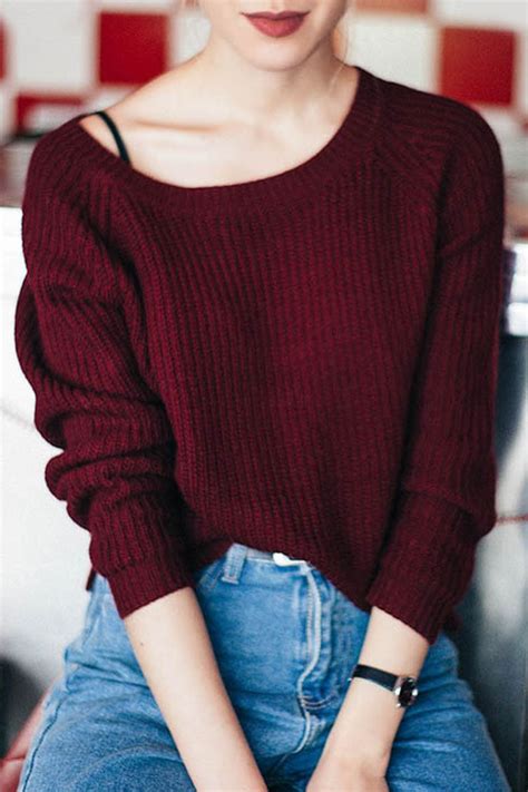 Wine Red Boat Neck Sweater Wine Red Wine Red Sweater Sweater Outfits