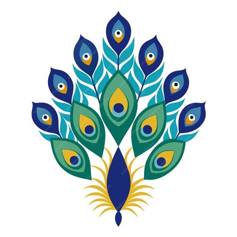 Peacock Feather Vector Illustration Isolated On A White Background