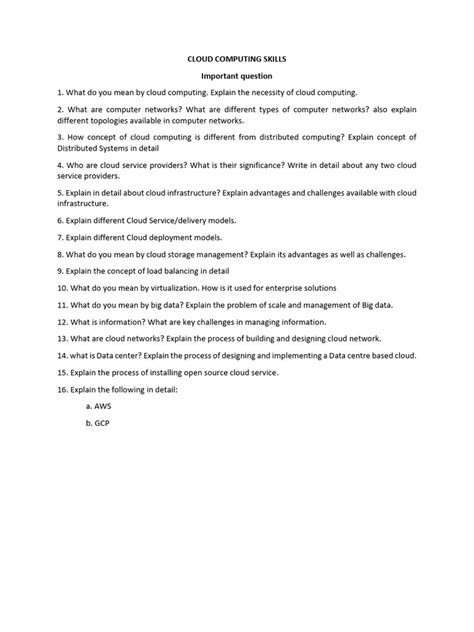 Cloud Computing Skills Imp Questions Pdf