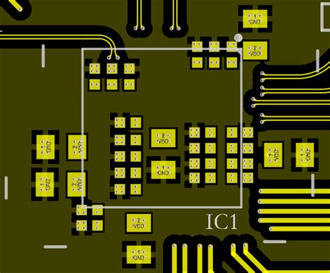 Layout View Of The Chip And Decoupling Capacitors Position When They