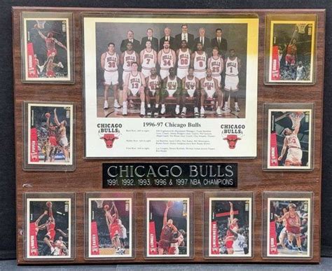 S Chicago Bulls Nba Champions Plaque With Starting Line Up Basketball