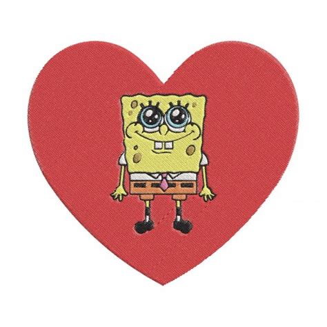 Spongebob Squarepants Spongebob In Love Heart Embroidery Design
