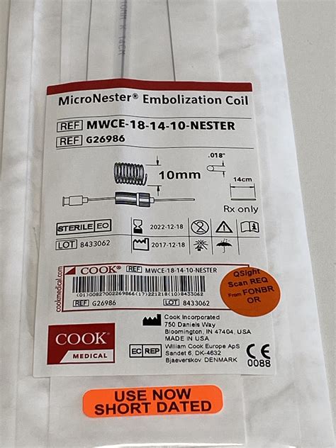 New Cook Medical Micronester Embolization Coil G26986 Exp2022 12 A10