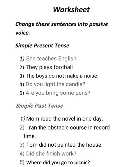Worksheet Active To Passive Voice English Notes Teachmint