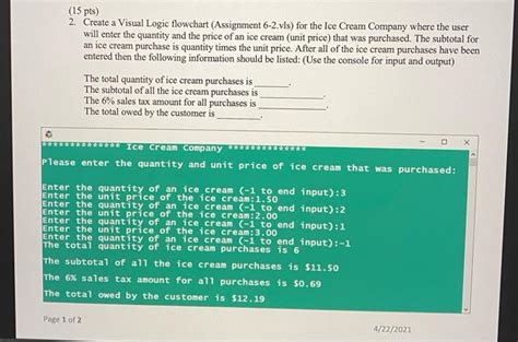 Solved 15 Pts 2 Create A Visual Logic Flowchart
