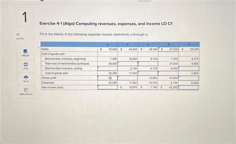 Solved Exercise 4 1 Algo Computing Revenues Expenses And Chegg Com