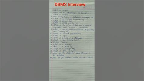 Dbmsimportant Dbms Interview Questions 12job Interview Questionsdata