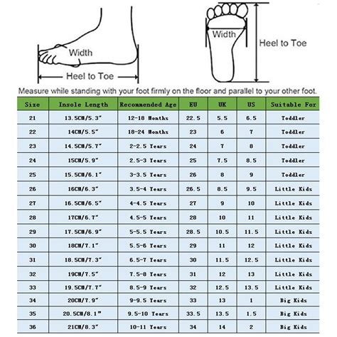 Biểu Đồ Kích Thước Chân Trẻ Em Hướng Dẫn Đo Kích Thước Chân