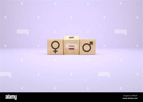 Feminism And Equality Concept Between Women And Men With Wooden Cubes