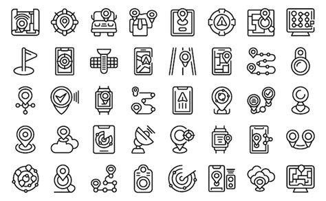 Premium Vector Gps Tracker Icons Set Outline Vector Car Geolocation
