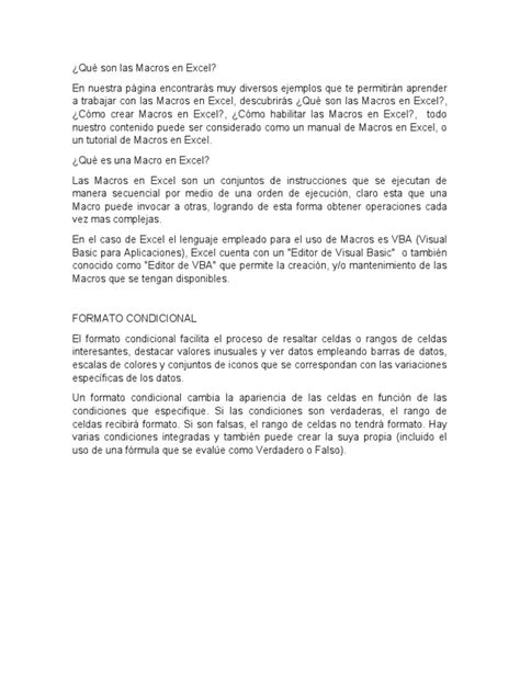 Qué Son Las Macros En Excel Descargar Gratis Pdf Macro Informática