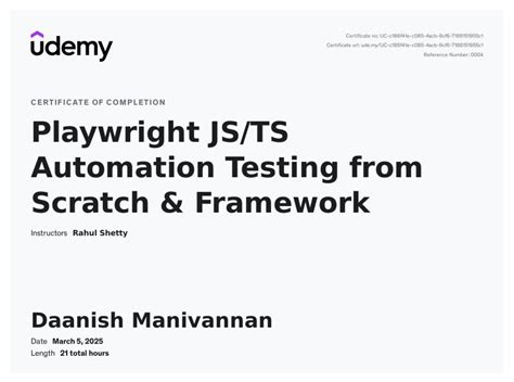 Playwright Testautomation Javascript Typescript Qa Certification Daanish Manivannan