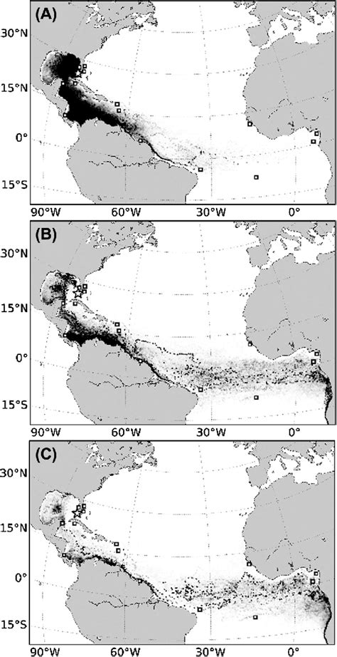 Results Of Particle Tracking Experiments Map Projection Lambert