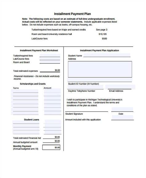 Installment Payment Plan Template
