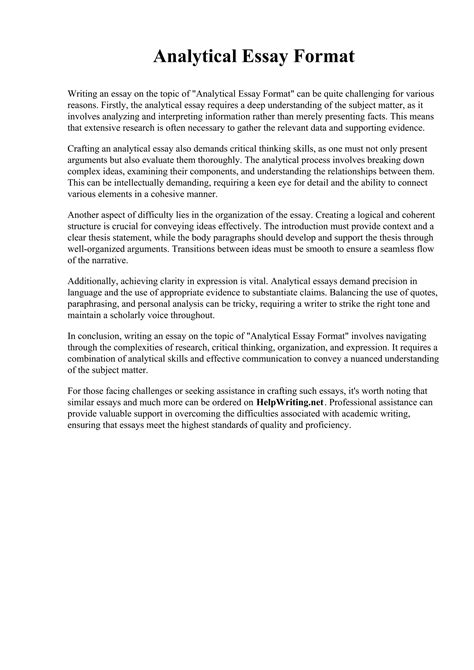 Analytical Essay Formatpdf