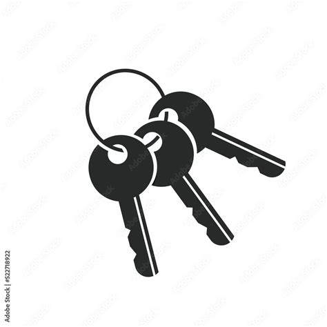 Keys Ring Bunch Icon Pictogram Black And White Shape Silhouette Isolated Simple Minimal Cut Out
