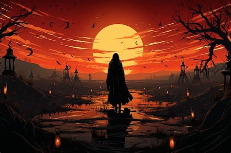 Premium Photo The Reapers Path A Silhouette Of The Halloween Grim