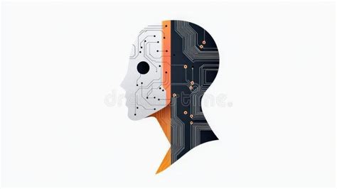 Abstract Concept Of Artificial Intelligence And Human Connection With Circuit Patterns Stock