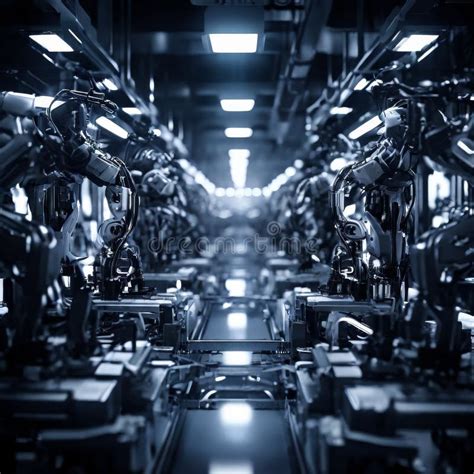Robotic Arms In High Tech Automated Factory Assembly Line Stock Image
