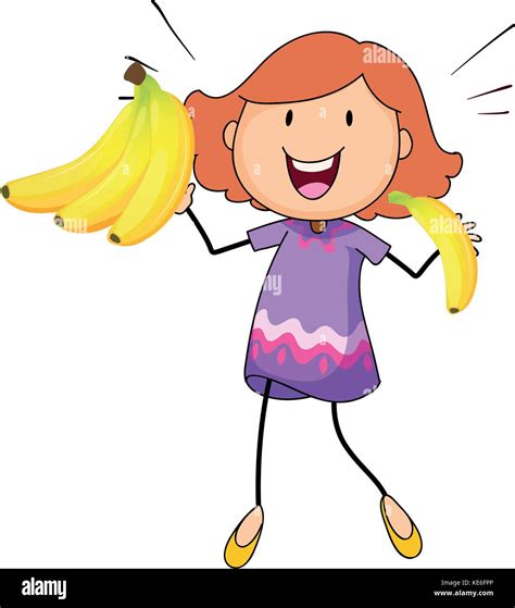 Girl Holding Banana In Her Hands Illustration Stock Vector Image And Art