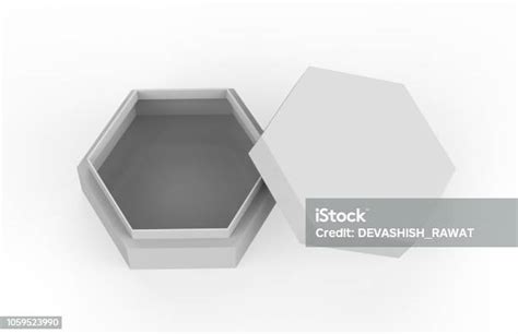 고립 된 흰색 배경 3 차원 일러스트 레이 션에 서식 파일을 흰색 골 판지 육각 포장 상자 모의 공백 0명에 대한 스톡 사진 및 기타 이미지 Istock