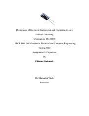 Capacitors Lab Report Docx Department Of Electrical Engineering And Computer Science Howard