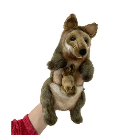 Kangaroo And Joey Hand Puppet Soft Plush Toy Hansa Puppets