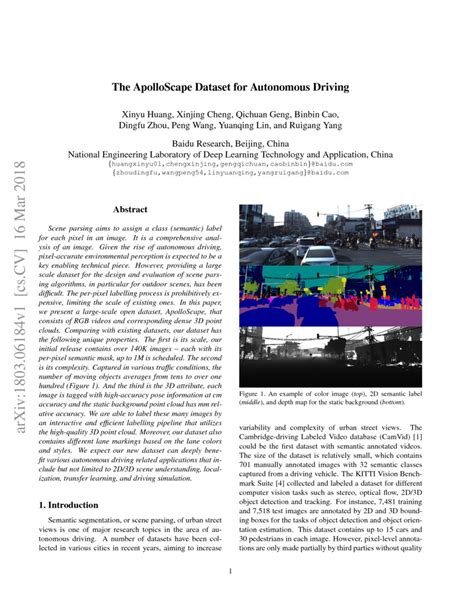 The Apolloscape Dataset For Autonomous Driving Deepai