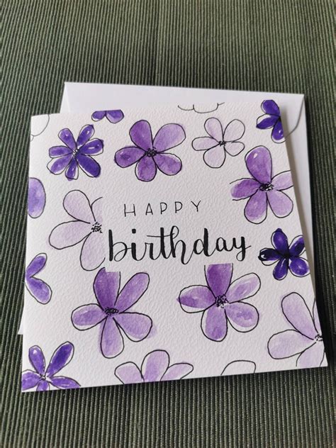 Card With Watercolor Flowers Happy Birthday Birthday Congratulations