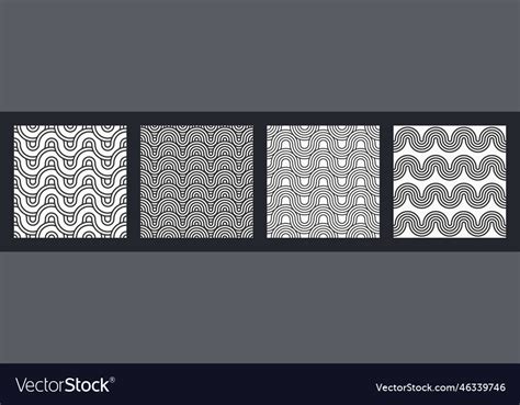 Seamless Pattern Collection Set With Wavy Vector Image