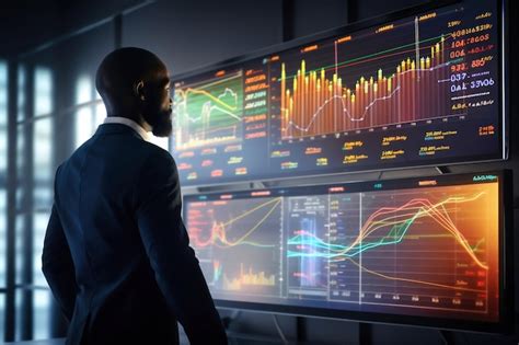 Premium Ai Image A Man Standing In Front Of A Large Display Of Graphs