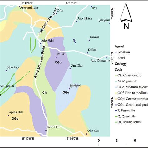 Geological Map Of Ado Ekiti Ikere Ekiti Area Sw Nigeria Download