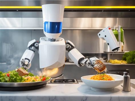 Premium Ai Image A Robot Chef Preparing A Gourmet Meal In A