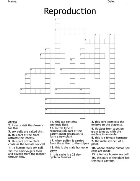 Reproduction Crossword Wordmint