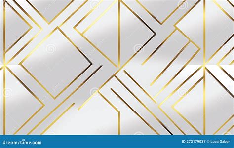 Best White Simple Abstract Geometric Vector Seamless Pattern With Gold Lines Stock Illustration