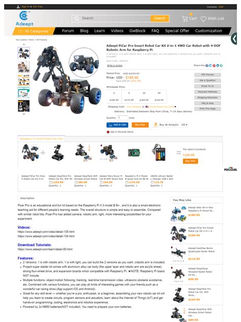 Adeept Com Picar Pro P0246 Html Pdf Robotics Raspberry Pi