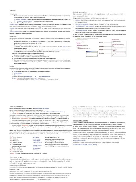 Esquema Java Pdf Java Lenguaje De Programación Variable Informática