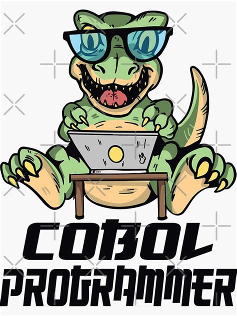 Pegatina Dinosaurio Programador Cobol De Arlan Gonsalves Redbubble