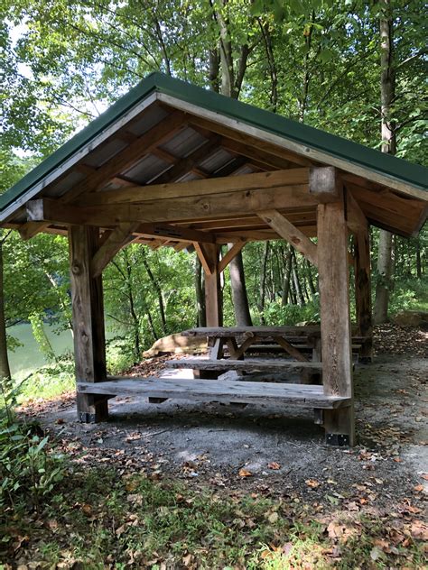 Rustic Wooden Shelter With Picnic Tables In The Woods Rustic Picnic
