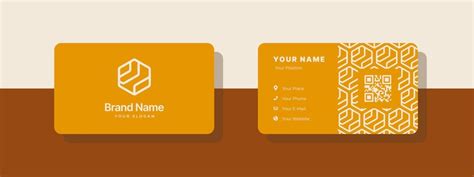Qr 코드와 우아한 패턴 벡터 일러스트 브랜드 아이덴티티 이랑 노란색 신선한 명함 디자인 프리미엄 벡터