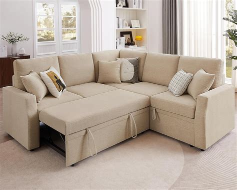 Amerlife Sleeper Sofa 85 Inch Reversible L Shape Sectional