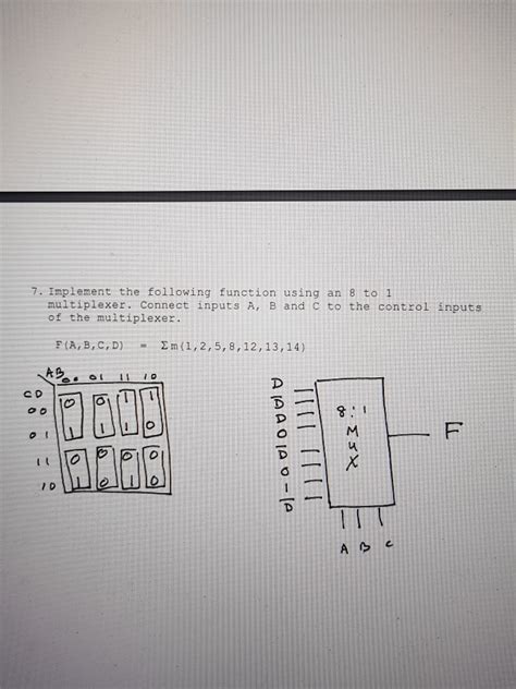 Solved 7 Implement The Following Function Using An 8 To 1