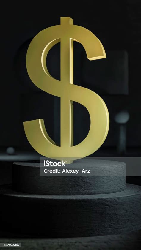 금박 달러 기호는 추상적 인 모양의 배경에 대한 콘크리트 주각에 설정됩니다 미니멀 한 사실적인 스타일 3d 렌더링 금융 개념 0명에 대한 스톡 사진 및 기타 이미지 Istock