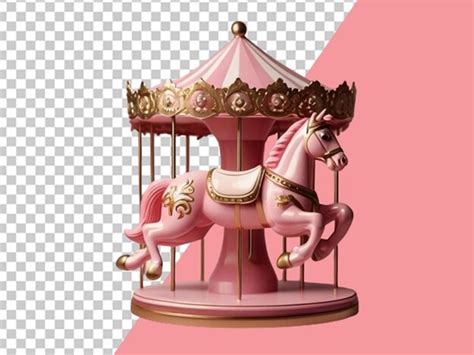 Premium Psd Pink Carousel With Cute Horses