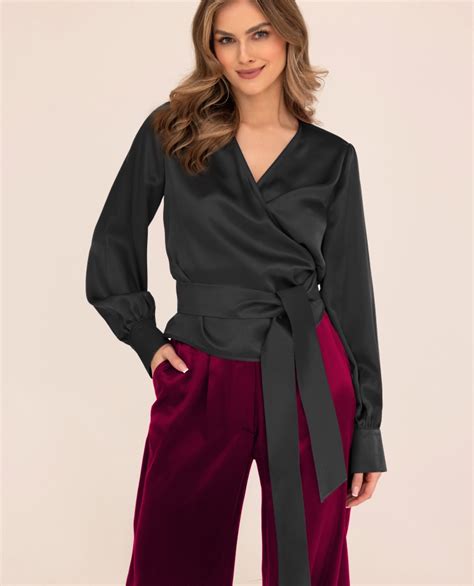 Silk Wrap Blouse Black Cat And Cat The World Of Premium Silk