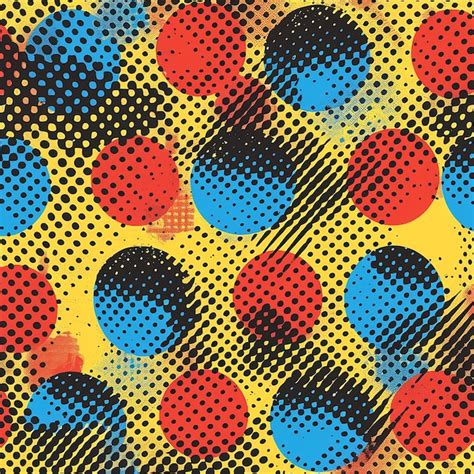 Seamless Retro Comic Dot And Halftone Pattern In Bright Colors For