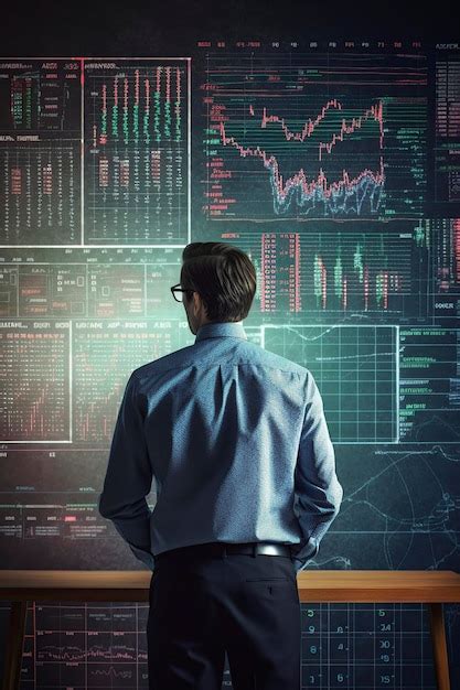 Premium Photo Business Programmer Looks At Graph Statistics